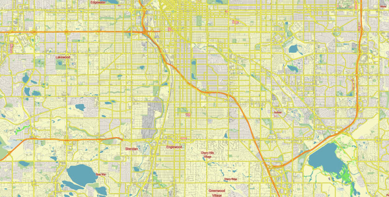 Denver Boulder Colorado US Vector Map Free Editable Layered Adobe ...