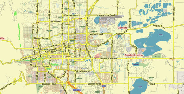 Denver Boulder Colorado US Map Vector City Plan Low Detailed (for small ...