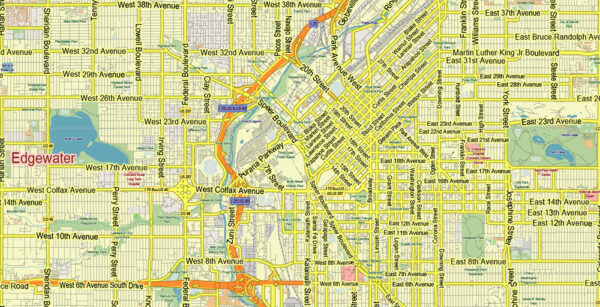Denver Boulder Colorado US Map Vector City Plan Low Detailed (for small ...