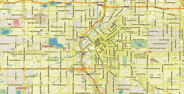 Denver Boulder Colorado US Map Vector City Plan Low Detailed (for small ...