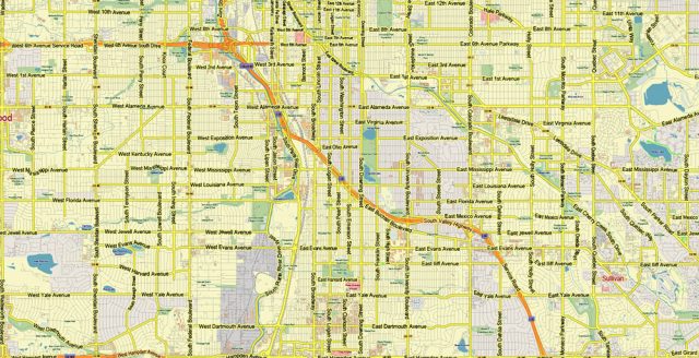 Denver Boulder Colorado US Map Vector City Plan Low Detailed (for small ...
