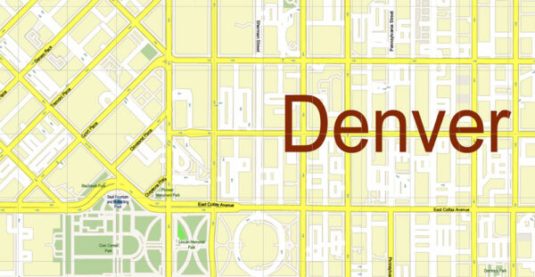 Denver Boulder Colorado US Map Vector Accurate High Detailed City Plan ...