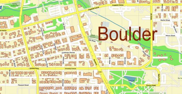 Denver Boulder Colorado US Map Vector Accurate High Detailed City Plan ...