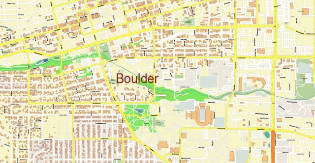 Denver Boulder Colorado US Map Vector Accurate High Detailed City Plan ...