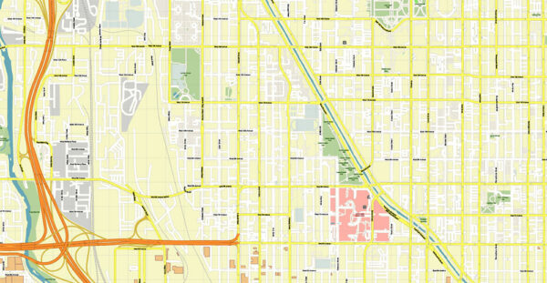 Denver Boulder Colorado US Map Vector Accurate High Detailed City Plan ...