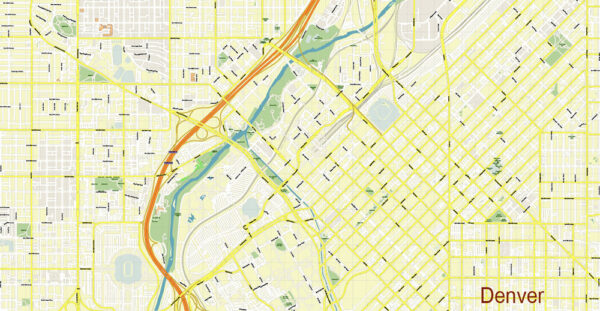 Denver Boulder Colorado US Map Vector Accurate High Detailed City Plan ...