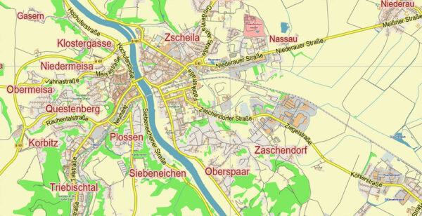Dresden Germany PDF Vector Map: City Plan Low Detailed (for small print ...