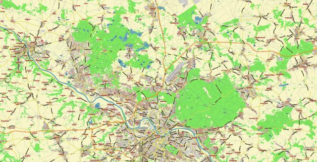 Dresden Germany Map Vector City Plan Low Detailed (for small print size ...
