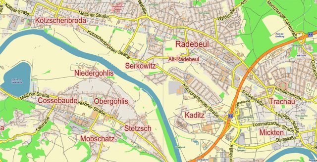 Dresden Germany PDF Vector Map: City Plan Low Detailed (for small print ...