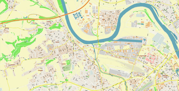 Dresden Germany PDF Vector Map Accurate High Detailed City Plan ...