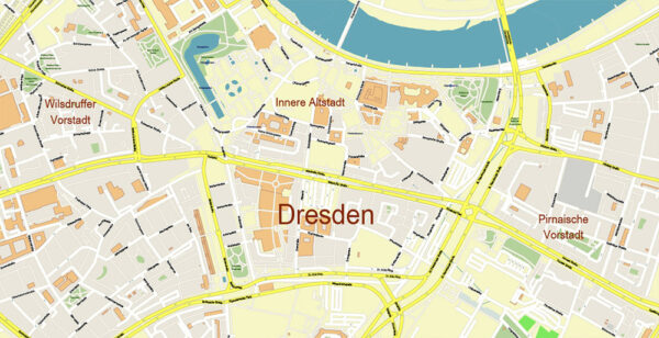 Dresden Germany Map Vector Accurate High Detailed City Plan editable ...