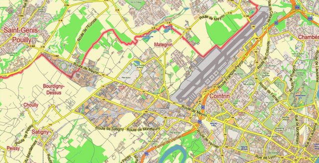 Geneva Genève Switzerland Map Vector City Plan Low Detailed (for small ...