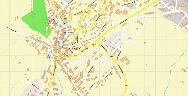 Geneva Genève Switzerland PDF Vector Map Accurate High Detailed City ...