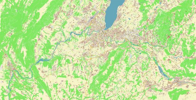 Geneva Genève Switzerland Map Vector Accurate High Detailed City Plan ...