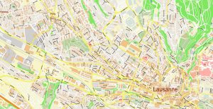 Lausanne Switzerland Map Vector Accurate High Detailed City Plan ...