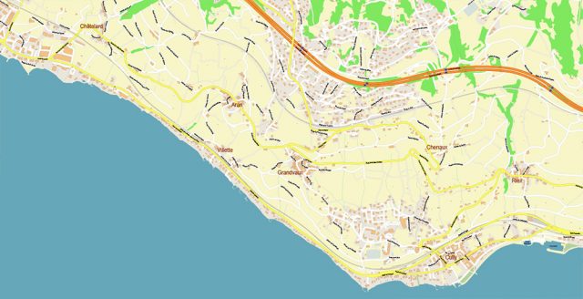 Lausanne Switzerland PDF Vector Map Accurate High Detailed City Plan ...