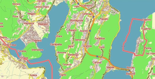 Lugano Switzerland PDF Vector Map City Plan Low Detailed (for small ...