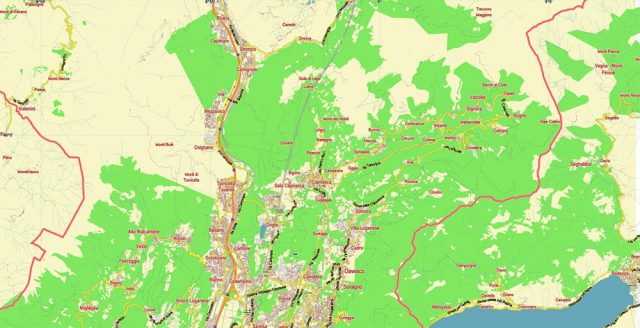 Lugano Switzerland Map Vector City Plan Low Detailed (for small print ...