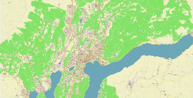 Lugano Switzerland PDF Vector Map Accurate High Detailed City Plan ...
