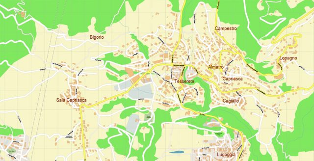 Lugano Switzerland PDF Vector Map Accurate High Detailed City Plan ...