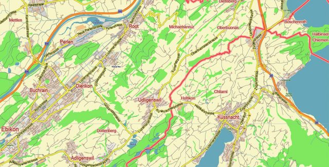 Luzern Lucerne Switzerland Map Vector City Plan Low Detailed (for small ...