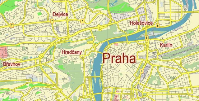 Prague Praha Czech Republic Vector Map Free Editable Layered Adobe ...