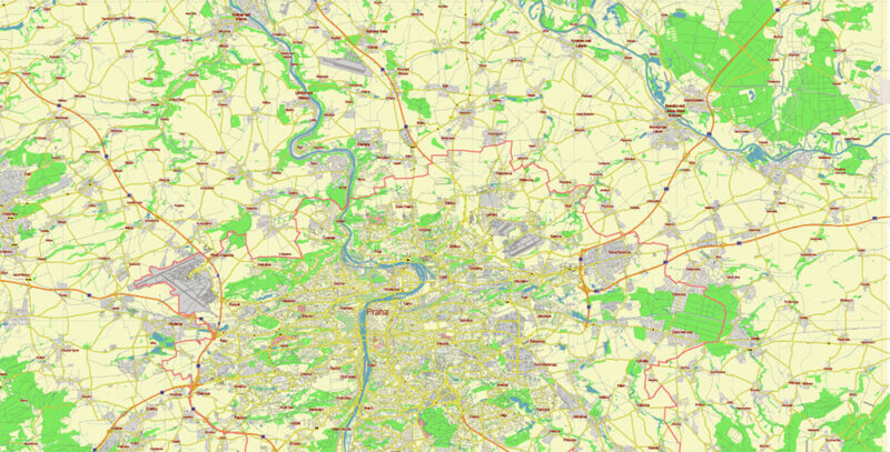 Prague Praha Czech Republic Vector Map Free Editable Layered Adobe Illustrator + PDF + SVG ...