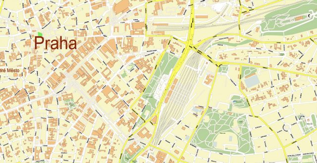 Prague Praha Czech Republic Map Vector Accurate High Detailed City Plan ...