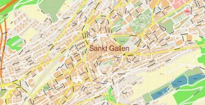 St. Gallen Switzerland PDF Vector Map Accurate High Detailed City Plan ...