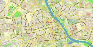 Warsaw Warszawa Poland PDF Vector Map City Plan Low Detailed (for small ...