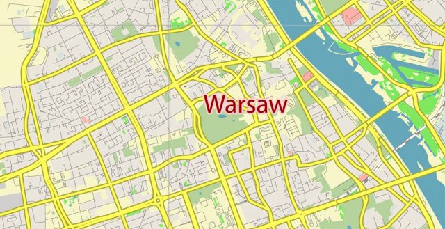 Warsaw Poland Vector Map Free Editable Layered Adobe Illustrator + PDF ...