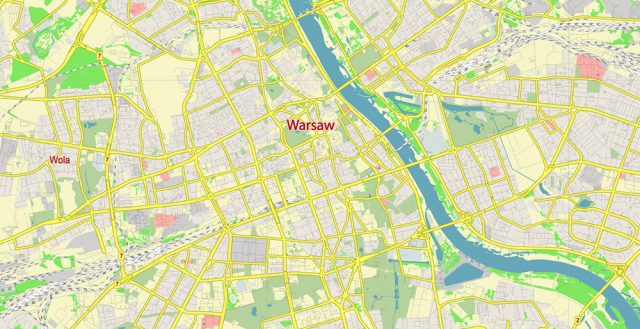 Warsaw Poland Vector Map Free Editable Layered Adobe Illustrator + PDF ...