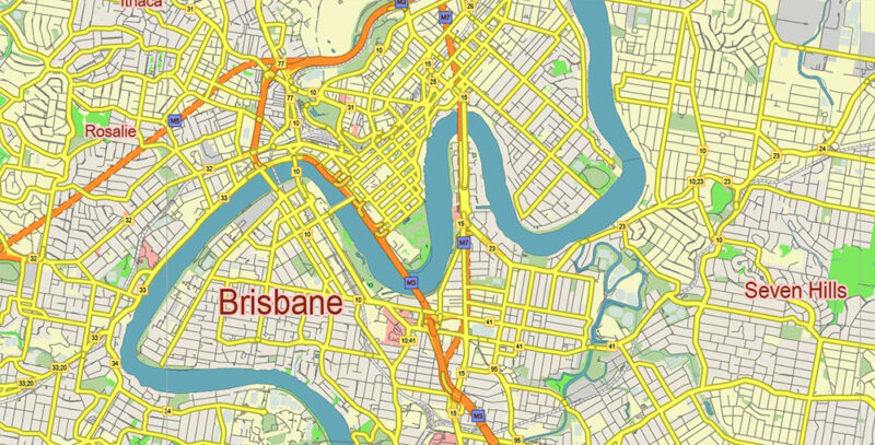 Brisbane Australia Vector Map Free Editable Layered Adobe Illustrator ...