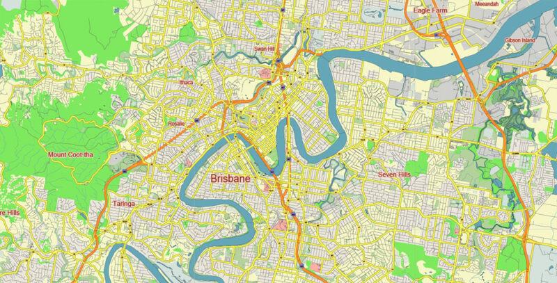 Brisbane Australia Vector Map Free Editable Layered Adobe Illustrator ...