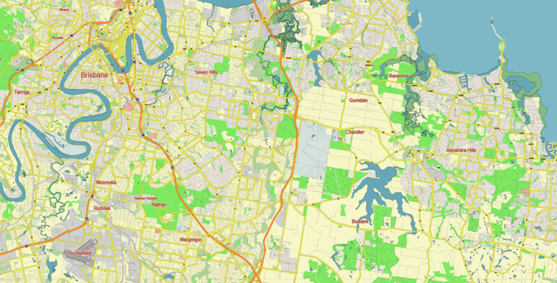 Brisbane Australia Vector Map Free Editable Layered Adobe Illustrator ...