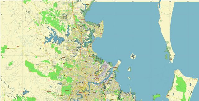 Brisbane Australia Vector Map Free Editable Layered Adobe Illustrator ...