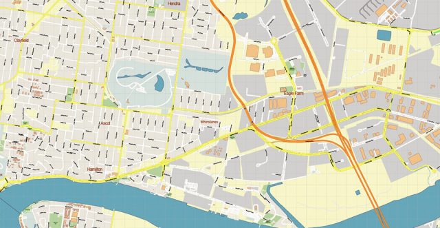 Brisbane Australia PDF Vector Map: Accurate High Detailed City Plan ...