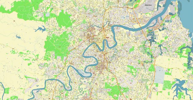Brisbane Australia PDF Vector Map: Accurate High Detailed City Plan ...