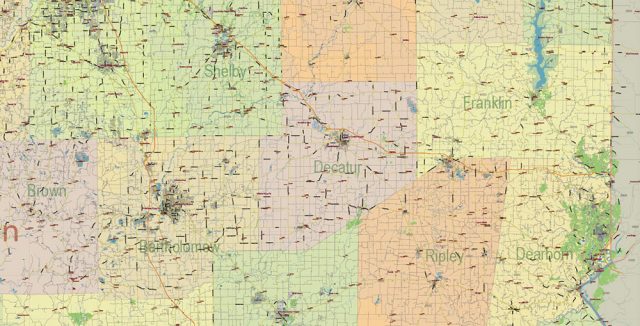 _Indiana US PDF Vector Map: Exact State Plan High Detailed Road Map ...