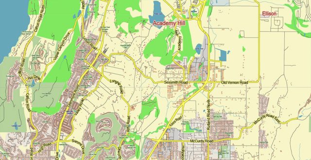 Kelowna Canada Map Vector City Plan Low Detailed (for small print size ...