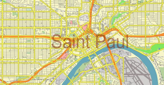 Minneapolis + Saint Paul Minnesota US Vector Map Free Editable Layered ...