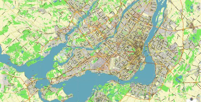 Montreal Quebec Canada Map Vector City Plan Low Detailed (for small ...