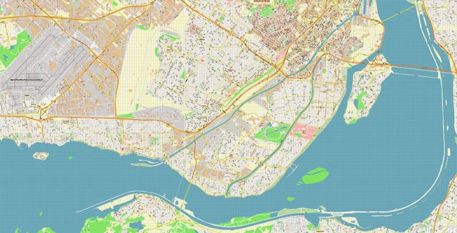 Montreal Quebec Canada PDF Vector Map: Accurate High Detailed City Plan ...