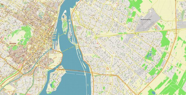 Montreal Quebec Canada PDF Vector Map: Accurate High Detailed City Plan ...