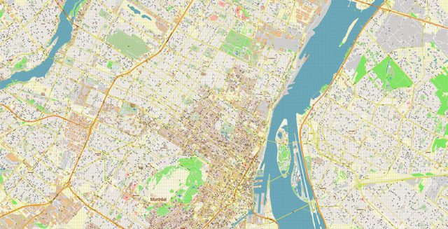 Montreal Quebec Canada Map Vector Accurate High Detailed City Plan ...