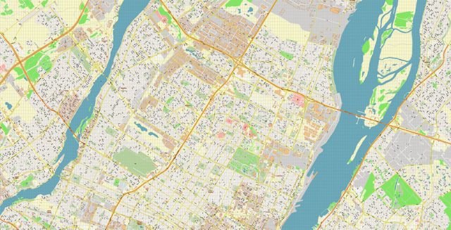Montreal Quebec Canada Map Vector Accurate High Detailed City Plan ...