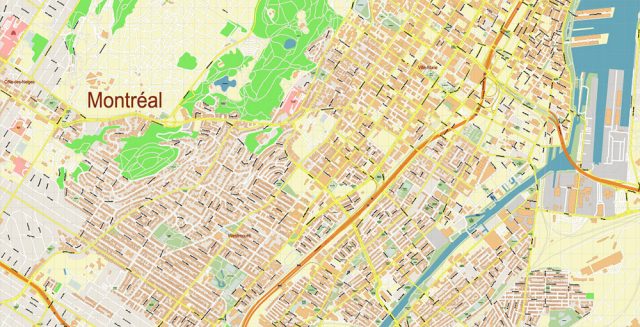 Montreal Quebec Canada PDF Vector Map: Accurate High Detailed City Plan ...