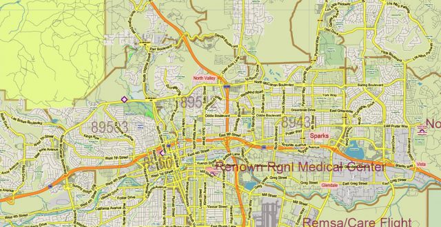 Nevada Full State US Vector Map: Full Extra High Detailed (all roads ...