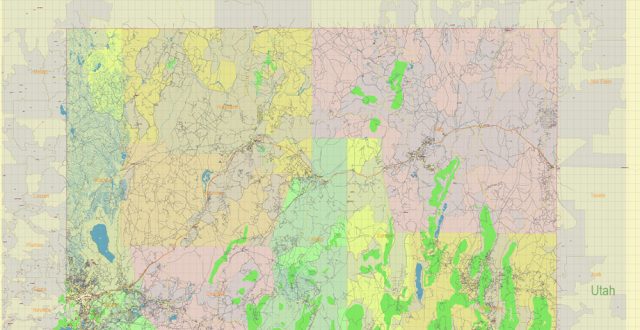 Nevada Full State US Vector Map: Full Extra High Detailed (all roads ...