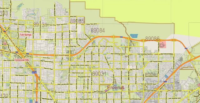 Nevada Full State US Vector Map: Full Extra High Detailed (all roads ...